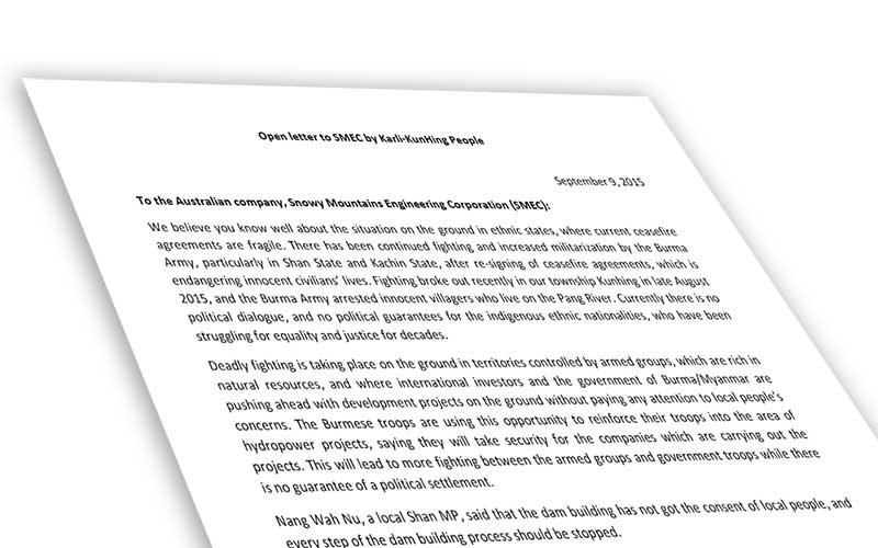 Open letter to SMEC by Karli-KunHing People - Shan Human Rights ...