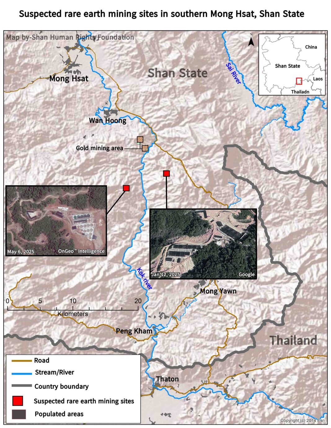 Satellite imagery indicates rare earth mining in southern Mong Hsat ...